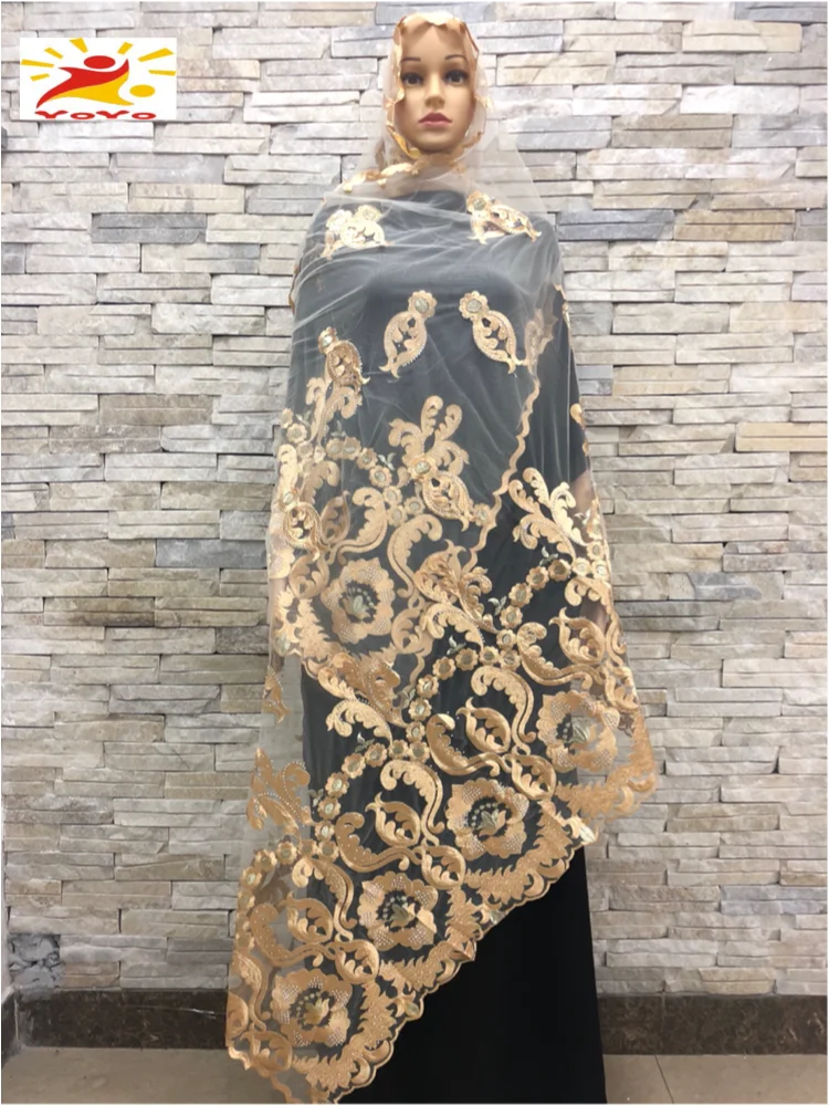 African Fashion Muslim Turban Women Big Size Net Scarf Islamic Hijab ...