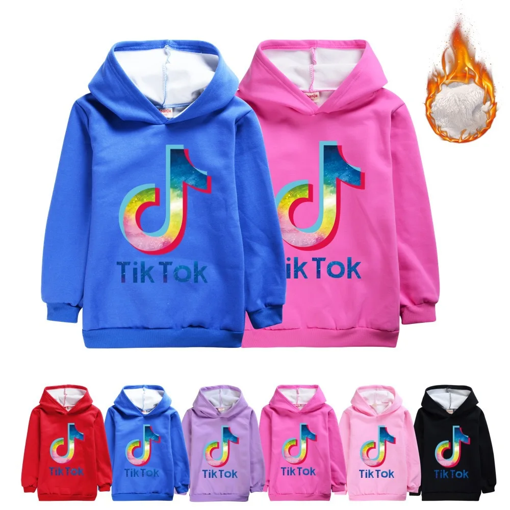 TIK TOK Fashion Cartoon Fall winter Children's Wear Double Thick ...