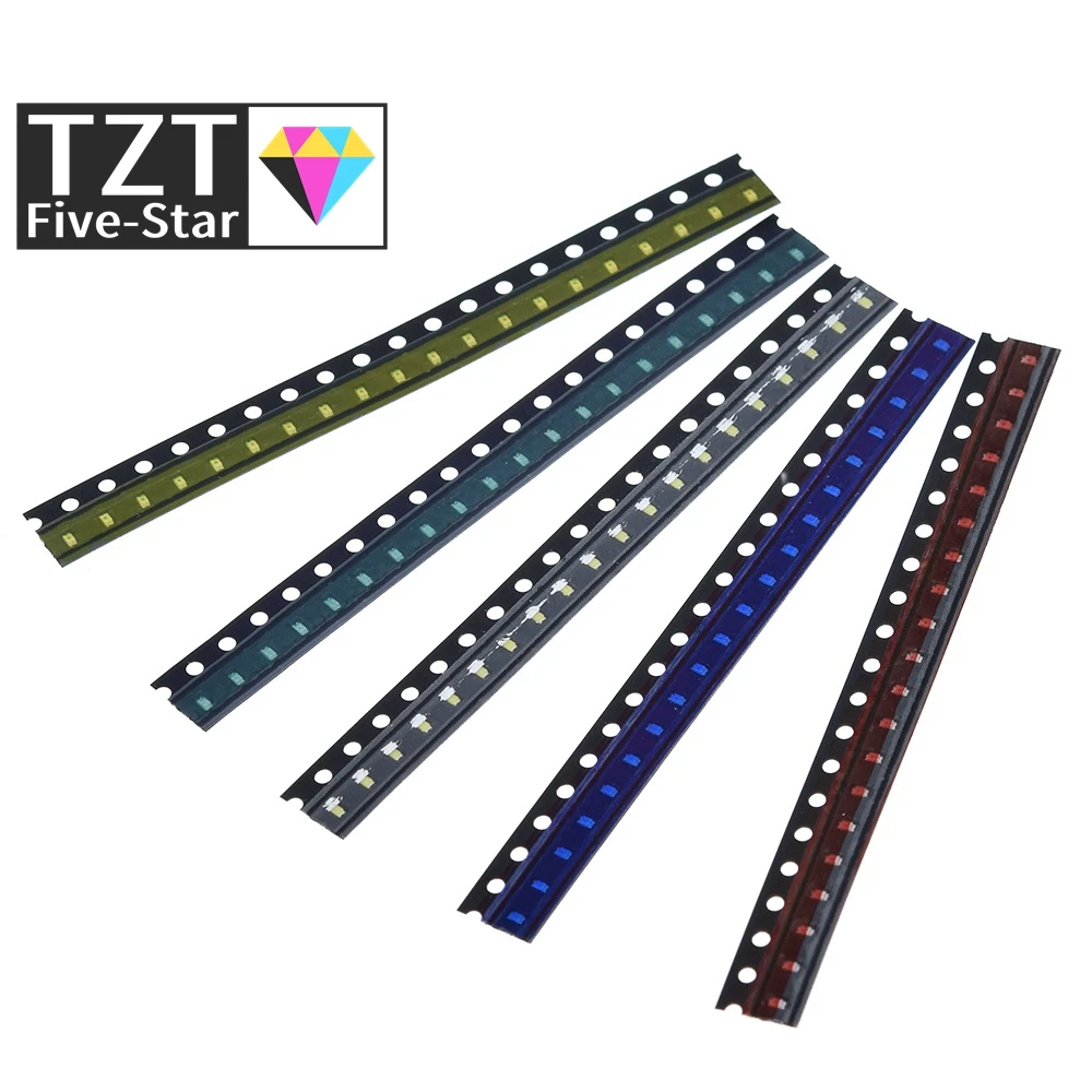 5 Colors X20 Pcs =100pcs Smd 0603 Led Diy Kit Super Bright Red/green ...