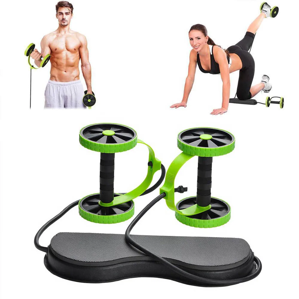 Abdominal-Double-Wheel-Ab-Roller-Gym-Home-Muscle-Exercise-Fitness ...