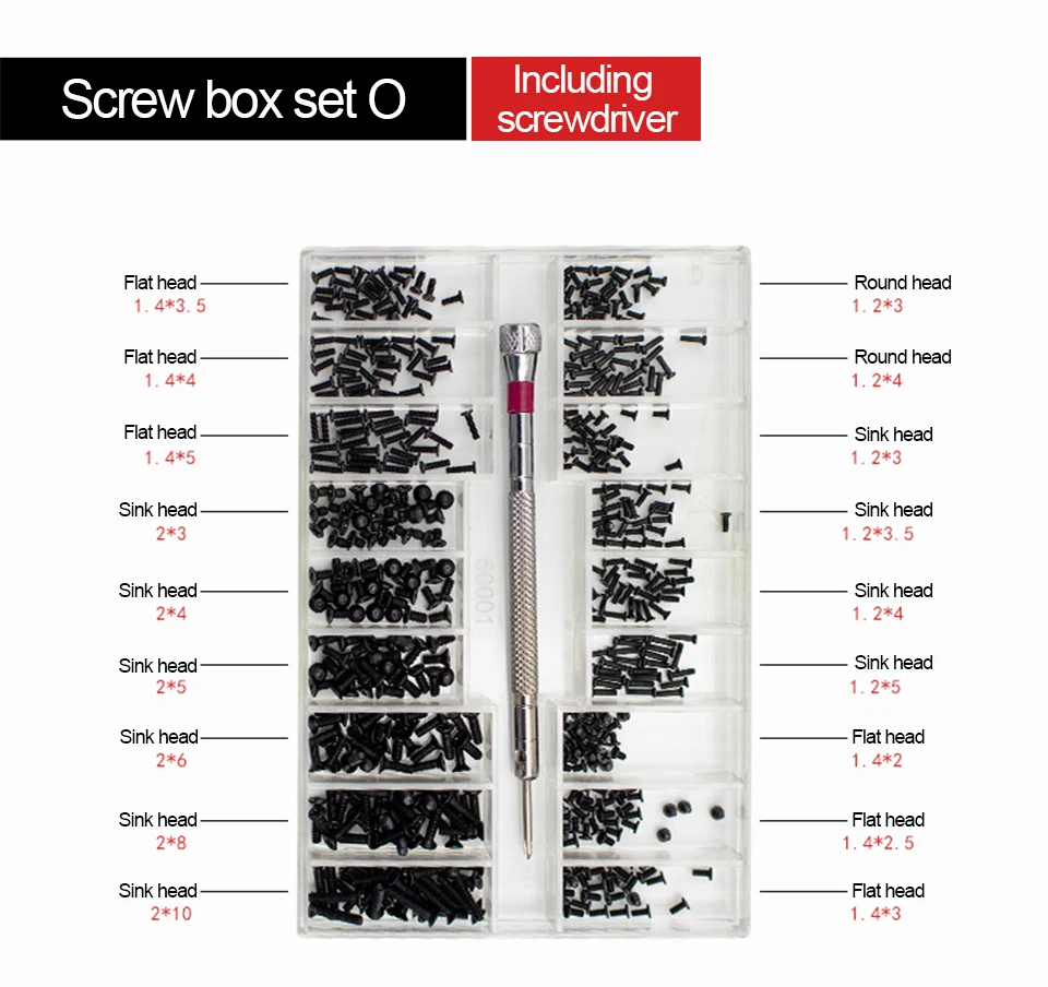 VIS,Small screw set N--Boîte à petites vis Phillips pour lunettes, 18 ...