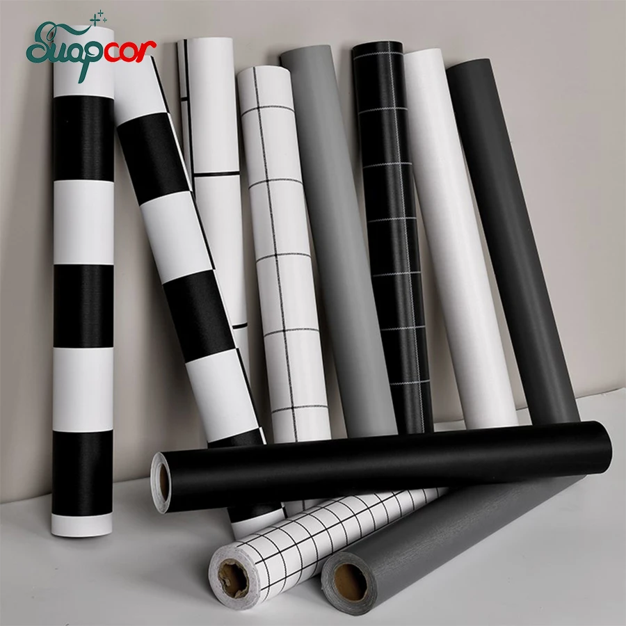 Self-adhesive Black Wood Wall Stickers Wardrobe Desktop Door Furniture ...