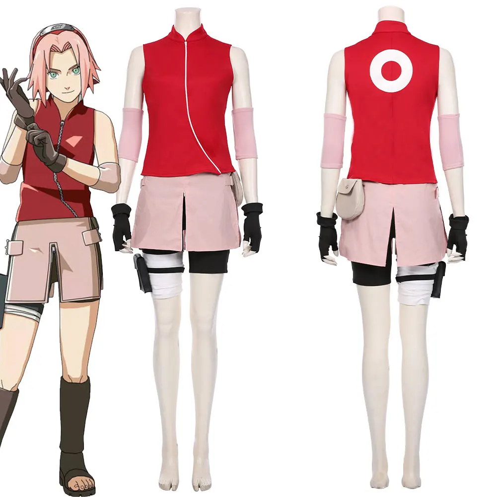Disfraz de Sakura Haruno para mujer y niña, traje de falda para ...