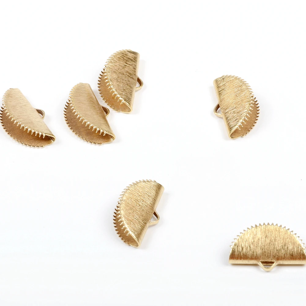 Brass Ribbon Crimps,Raw Brass Ribbon Clasp,Half Moon Crimp End,Cord End ...