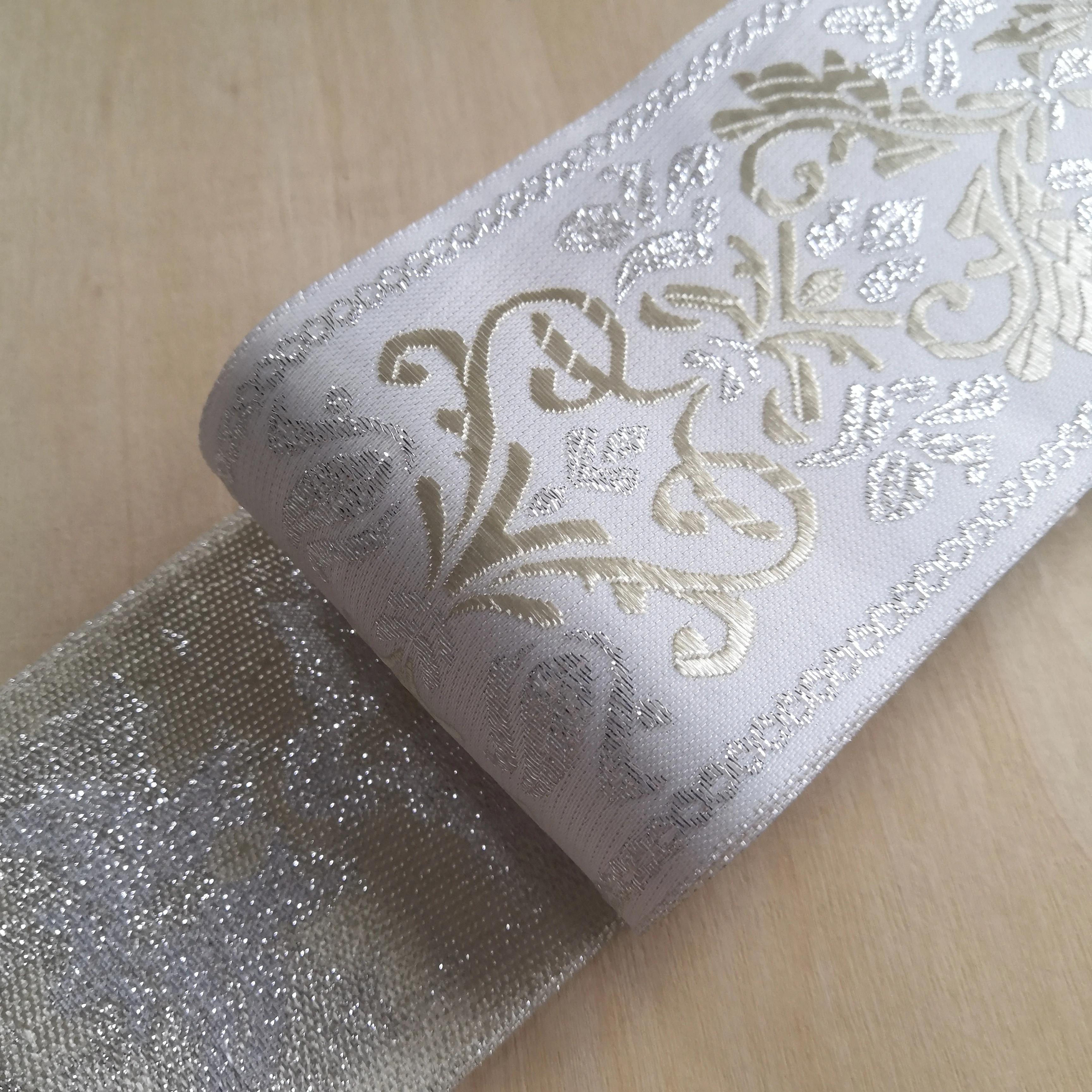 8cm-80mm-Floral-Beige-Silver-Filigree-White-Grounding-Chinese-Curtain ...