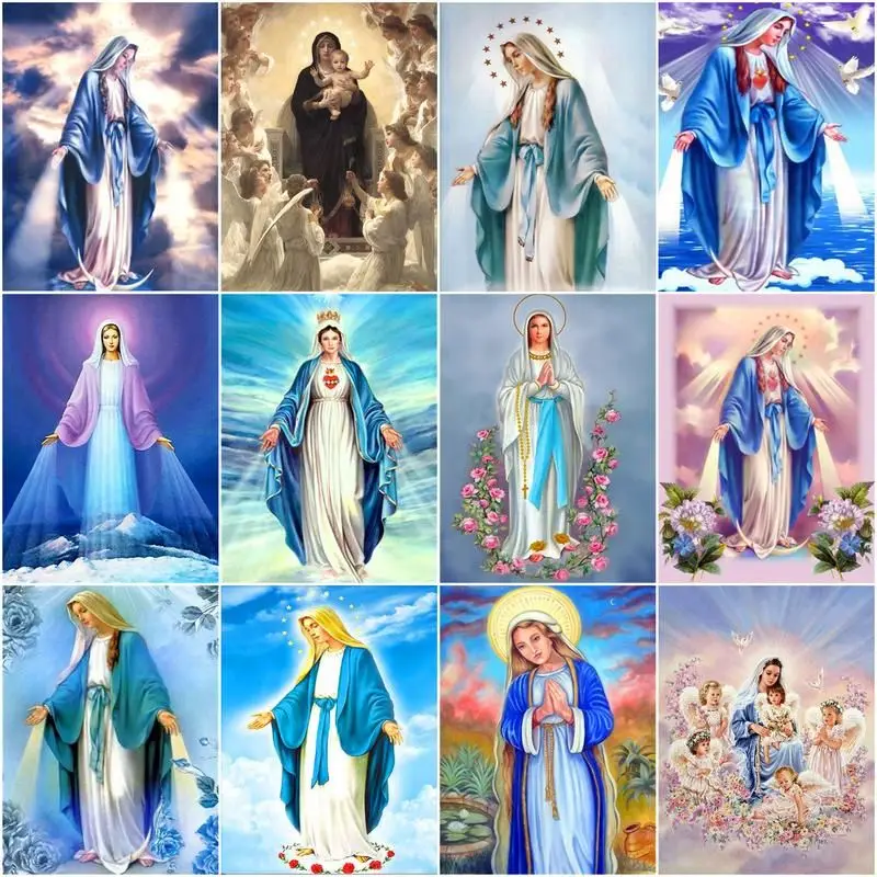 Paint By Numbers Kit On Canvas For Adults Virgin Mary Unique Craft Gift ...