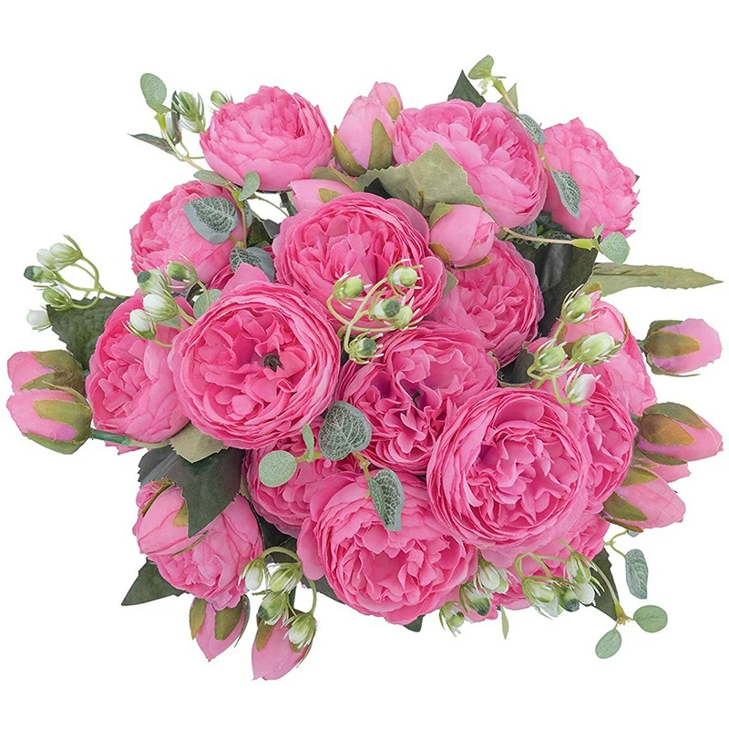 Big deal Artificial Fake Flowers Plants Silk Rose Flower Arrangements ...