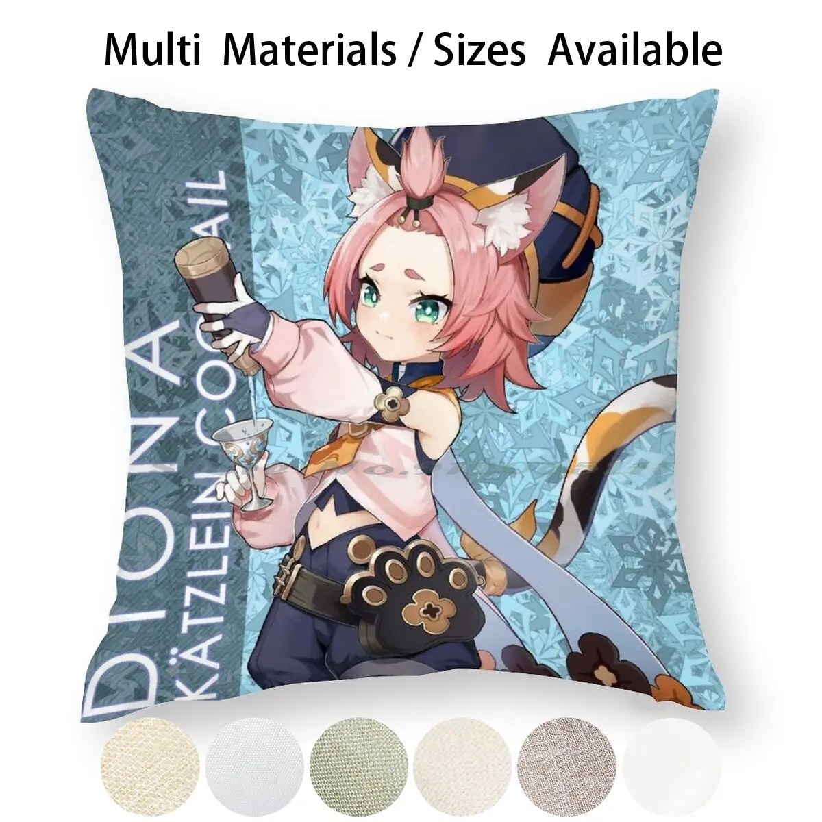 Diona Genshin Impact Pillow Case Throw Pillow Cover Cotton Linen Flax Genshin Impact Diona Cryo ...