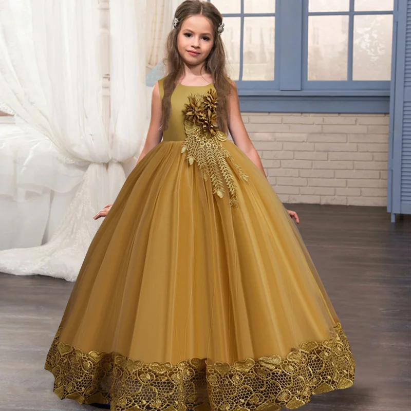 Girls-Formal-Wedding-Flowe-Bridesmaid-Dress-Kids-Princess-Party-Pageant ...