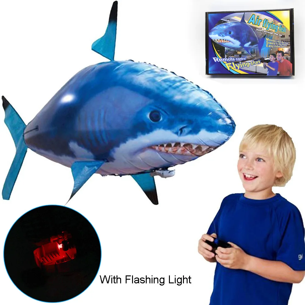 Inflatable Remote Control Shark Toys Air Swimming RC Animal Radio Fly ...