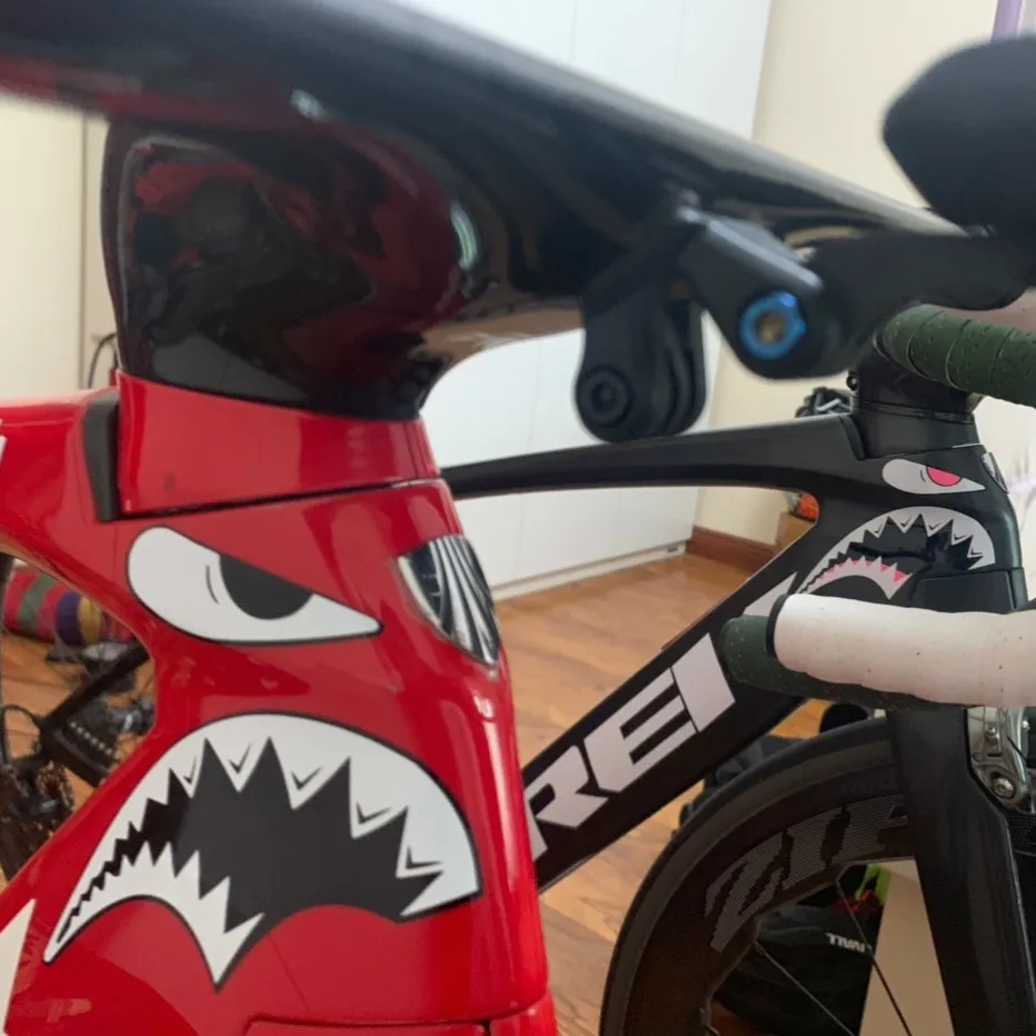 1Set-Bicycle-frame-Decoration-Sticker-Shark-Head-Tube-Sticker-Mountain ...