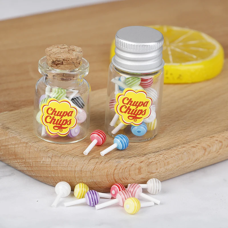 New 1/12 Miniature Food Dessert Sugar Mini Lollipops With Case Holder ...