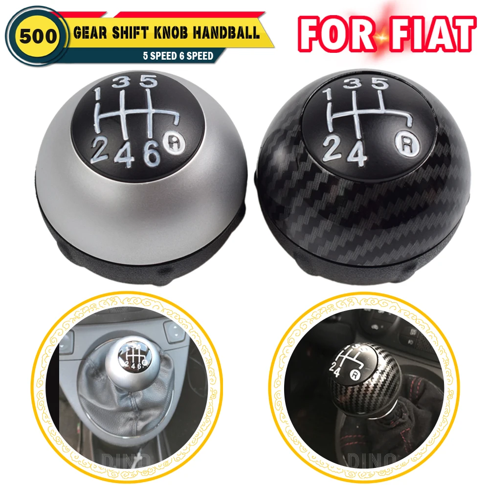 5 Speed 6 Speed Manual MT Chrome Car Gear Shift Knob For Fiat 500 2012 ...