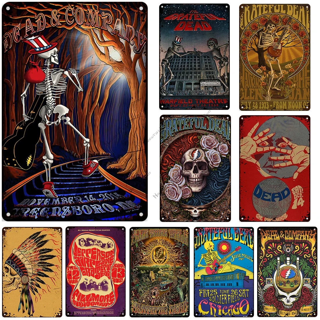 The-Grateful-Dead-Metal-Sign-Vintage-Rock-Band-Metal-Sign-Retro-Music ...