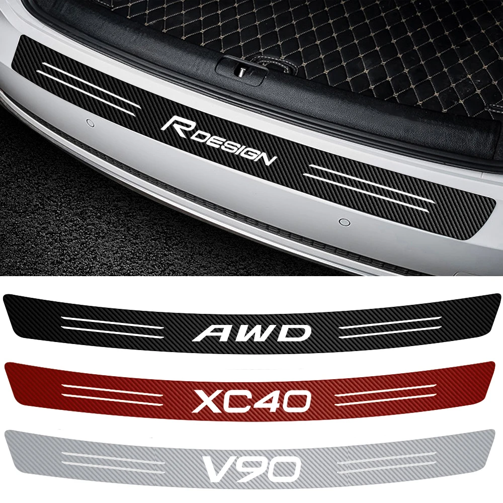 1set Carbon Fiber Car Rear Bumper Trunk Guard Protective Sticker Films ...