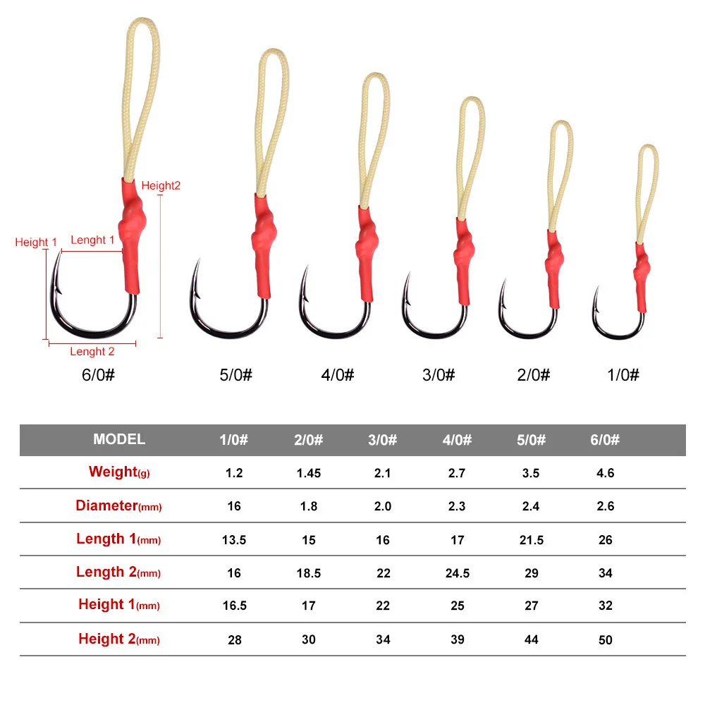 10pcs Fishing Jig Hook High Carbon Steel Hooks Japanese Assist Hook ...