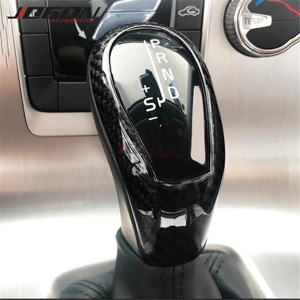 Carbon-Fiber-Front-Centre-Console-Gear-Shift-Knob-Head-Cover-Trim ...