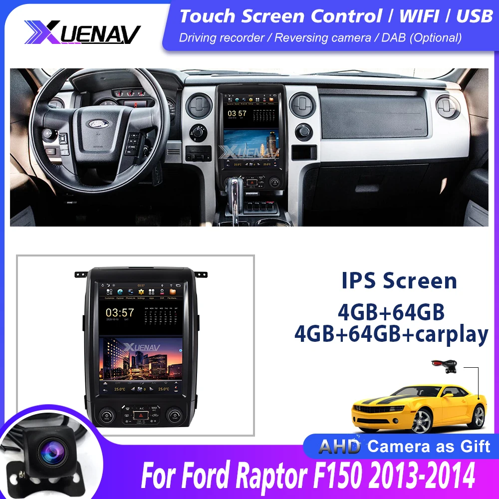 Px6 Android 4+64g Tesla Style Car Radio For Ford Raptor F150 2013-2014 ...