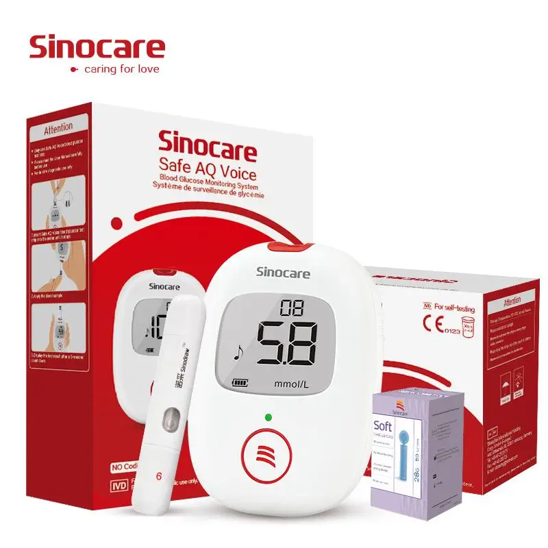 Sinocare-Kit-de-Monitor-de-glucosa-en-sangre-gluc-metro-con-voz-AQ ...
