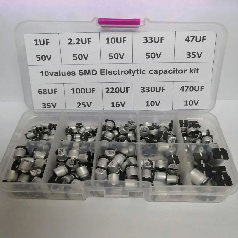 10values 200pcs Smd Electrolytic Capacitor Assorted Kit 10v~50v 1uf ...