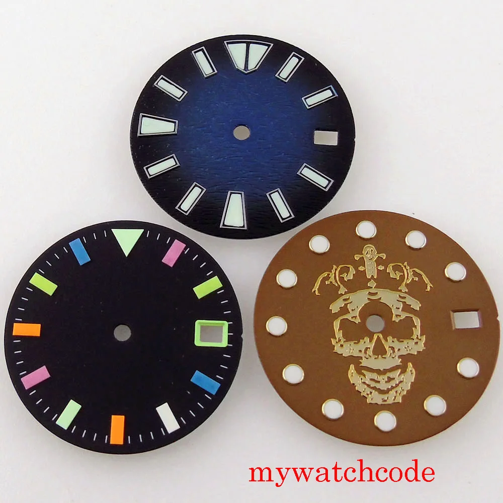 For-NH35-Movement-28-5mm-Luminous-Sterile-Black-Brown-Blue-Watch-Dial ...