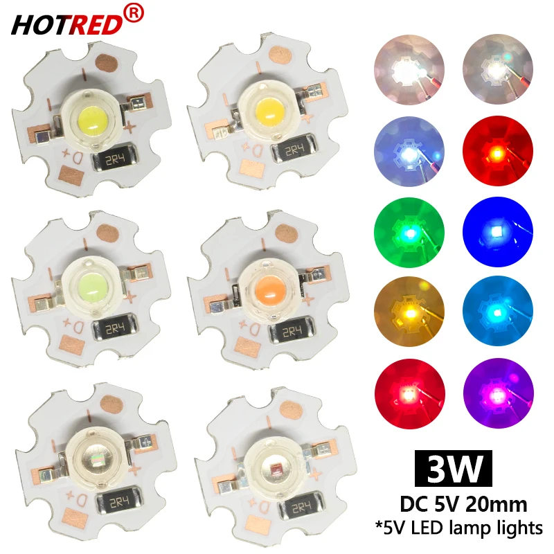 10PCS-DC5V-3W-LED-PCB-Installed-IC-Chip-SMD-COB-Doide-Beads-Full ...
