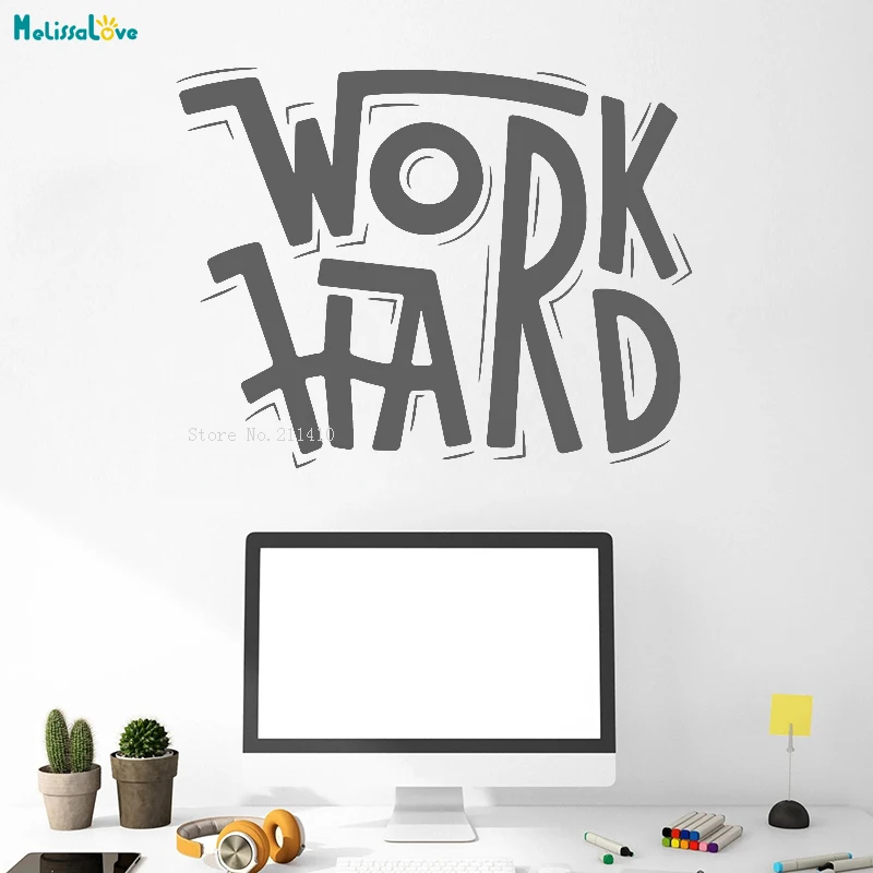 Work Hard Quote Wall Decal Stickers Bedroom Living Room Art Vinyl ...