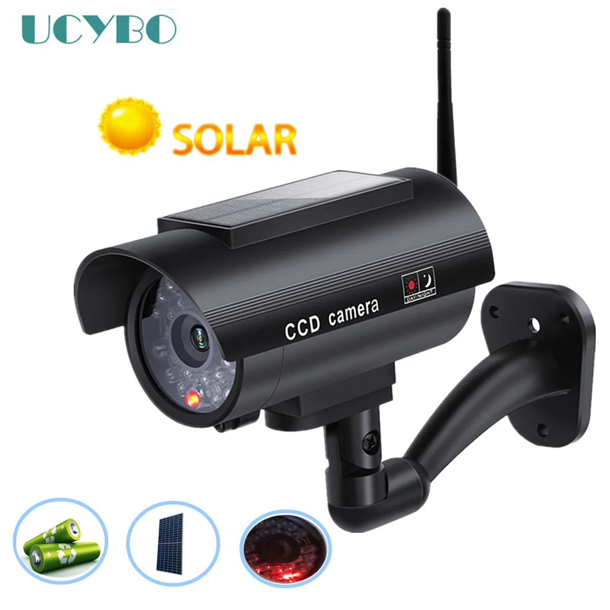 Dummy fake security camera wifi wireless solar battery powered outdoor ...
