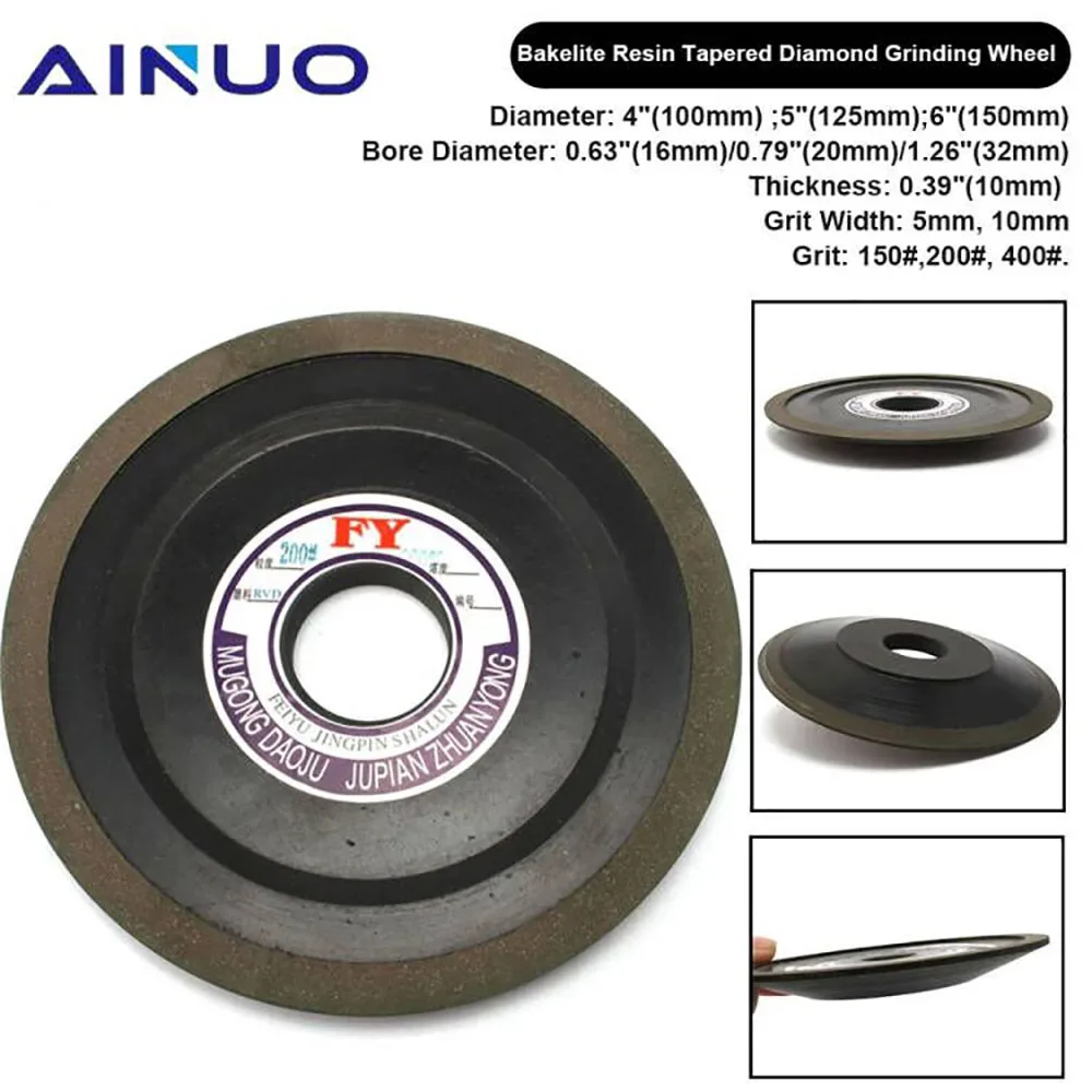 4" 5" 6" Bakelite Resin Tapered Diamond Grinding Wheel Abrasive Disc ...