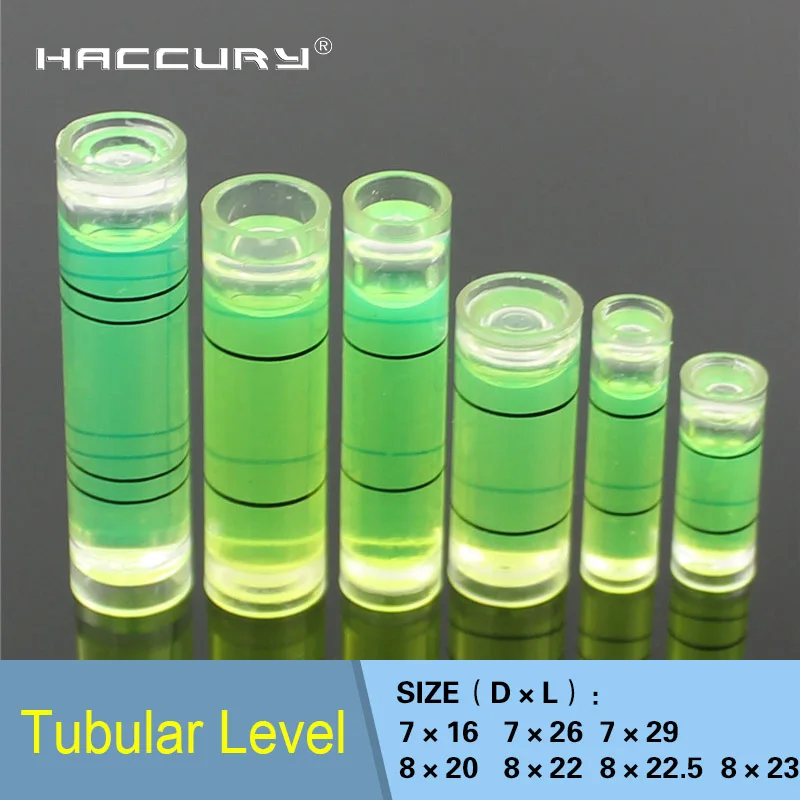HACCURY Acrylic Tubular Spirit Level Mini Cylinder Plastic Vial water ...