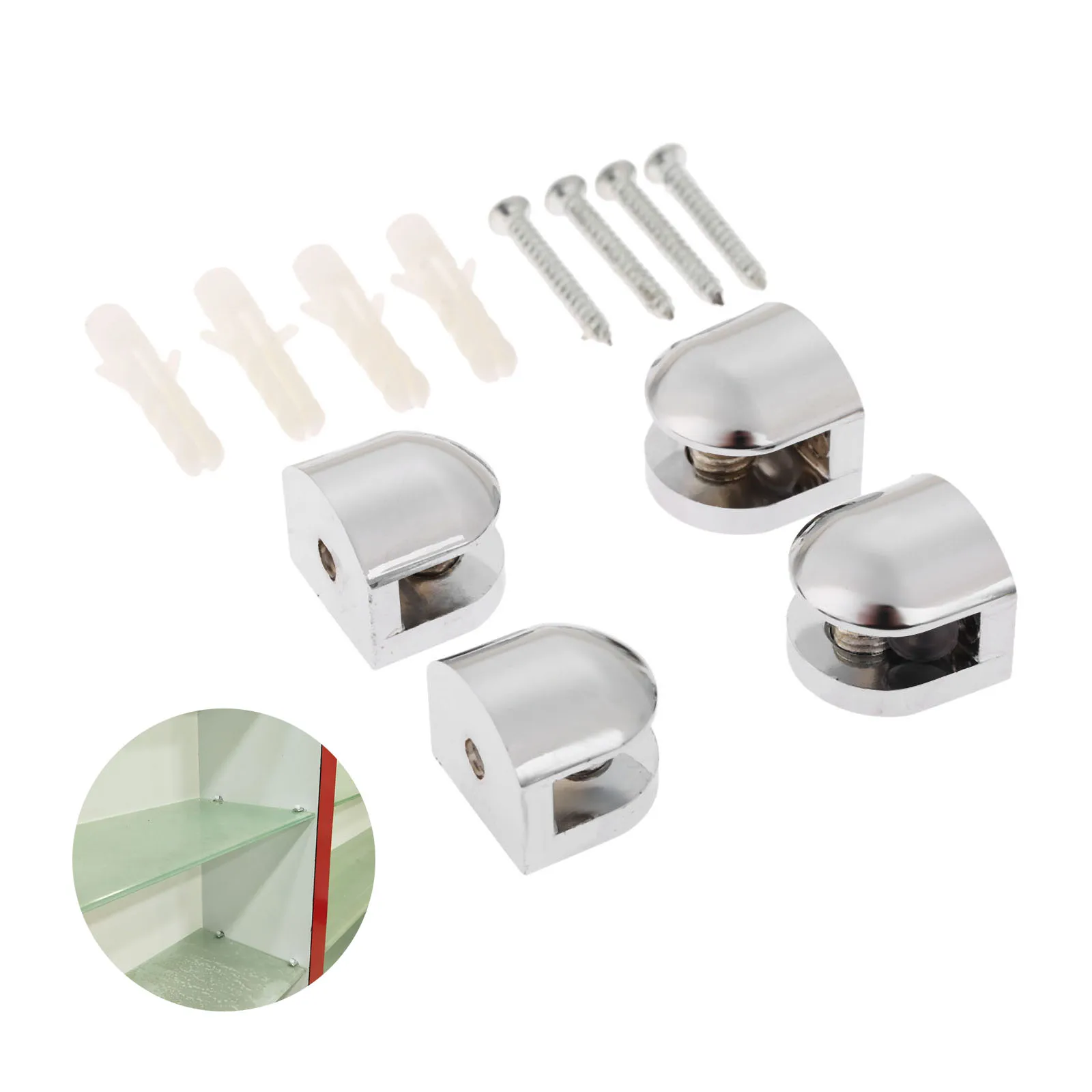 4pcs/set Space Glass Clips Adjustable Wall Mounted Glass Shelf Clamp ...