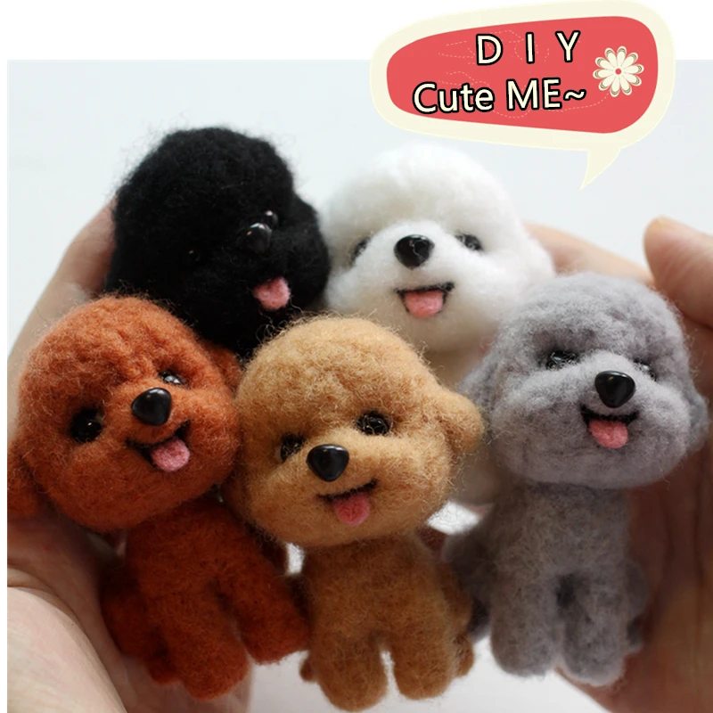 Needle Felting Teddy Dog DIY Craft Kit Non finished Wool Felt Shiba ...