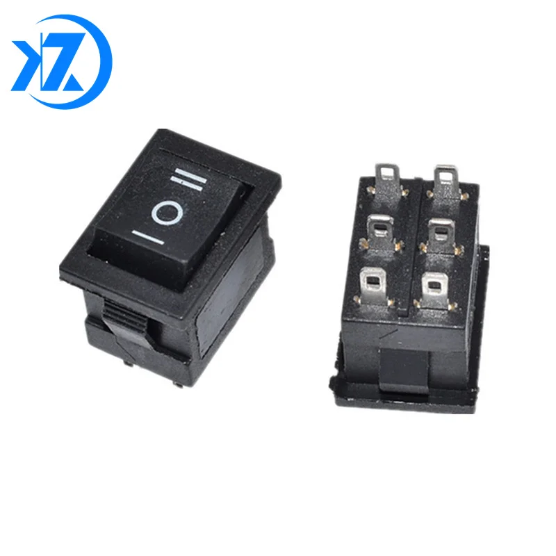 5PCS KCD1-106 DPDT 6PIN black mini Push Button rocker Switch ON/OFF/ON power switches 6A/250V ...