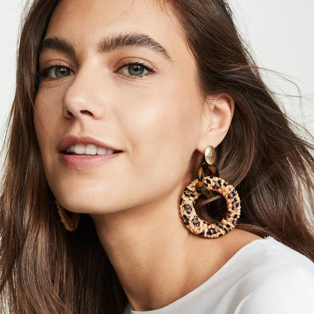 Best lady Bohemian Brown Resin ZA Stud Earrings Wedding Gifts New Layer ...