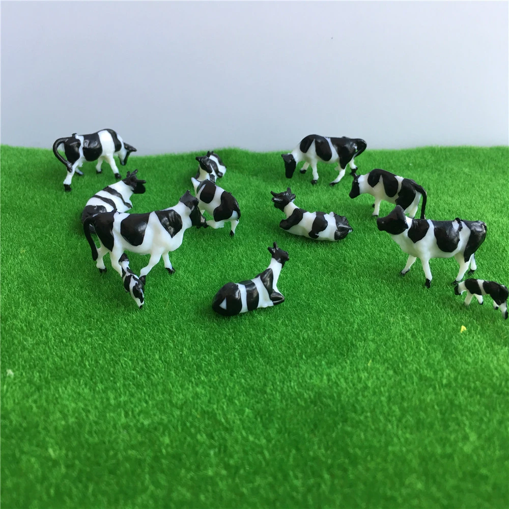 50pcs 1:87 HO Scale Model Cows Miniature Farm Animal Model Cow For ...