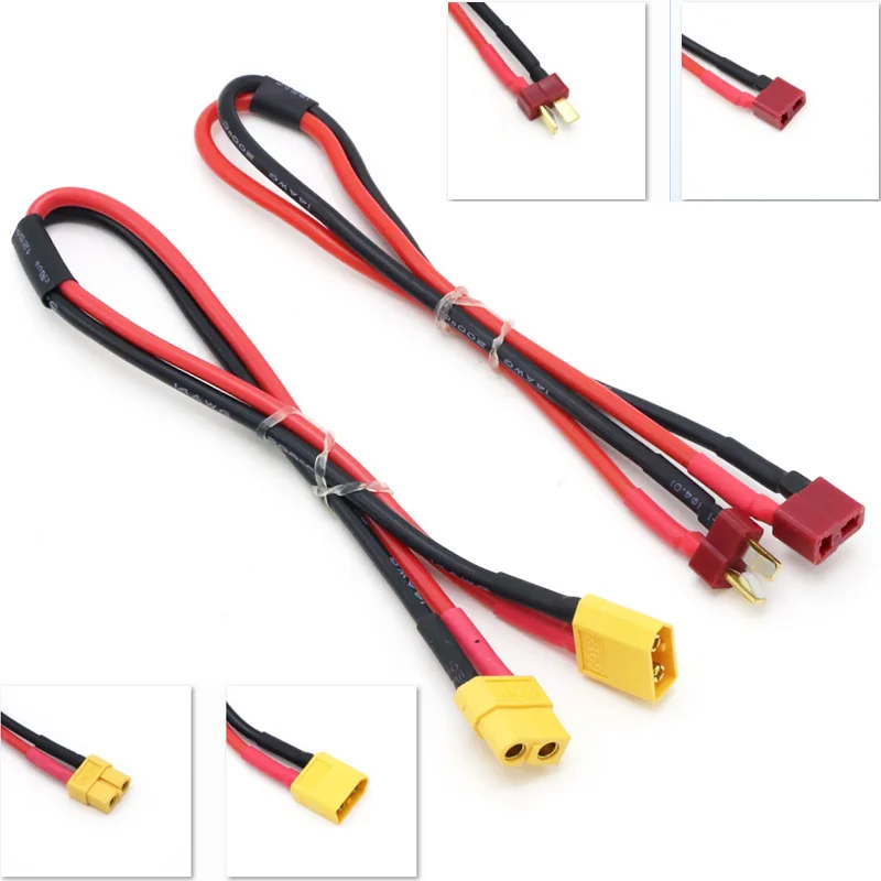 Female Deans XT60/T plug to Male XT60/T Connector Adapter 14AWG 30CM Extension Cable Leads ...