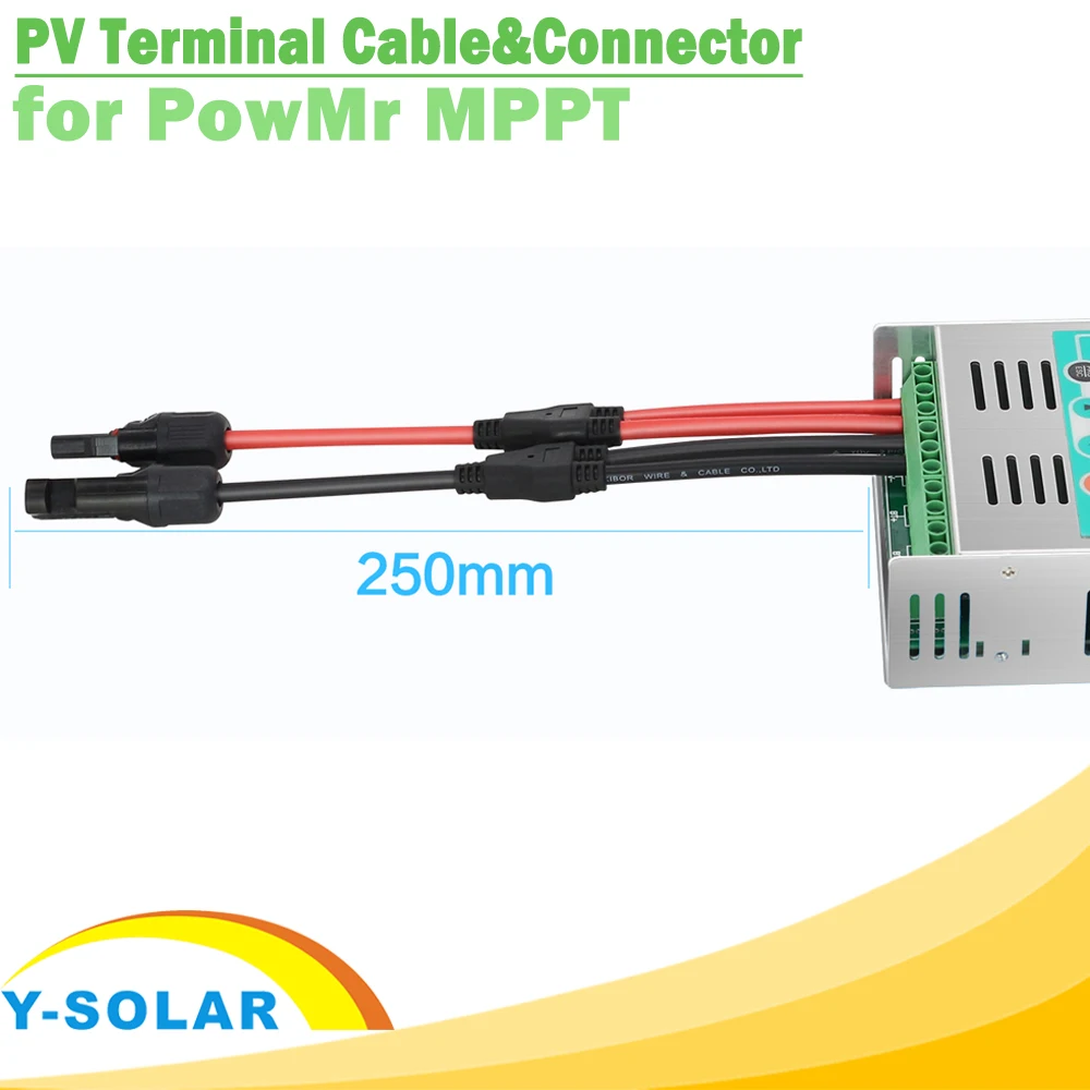 One Pair Solar Panel Terminal Cable With Y Branch Female And Male 25cm ...