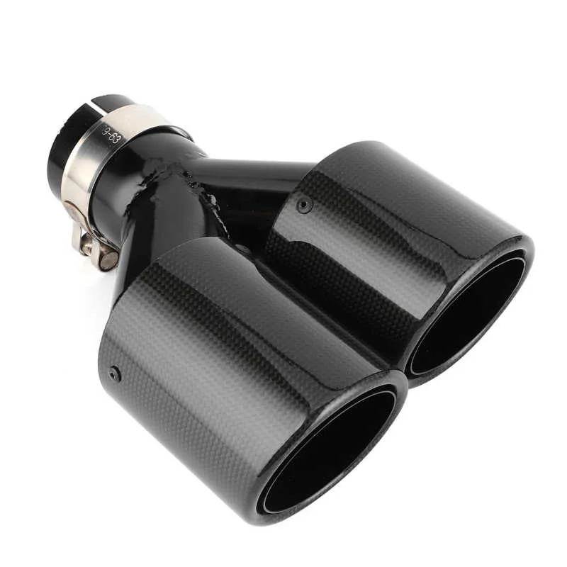Carbon Fiber Exhaust Pipe Universal Dual Tail Crimping Throat Y-Pipe ...