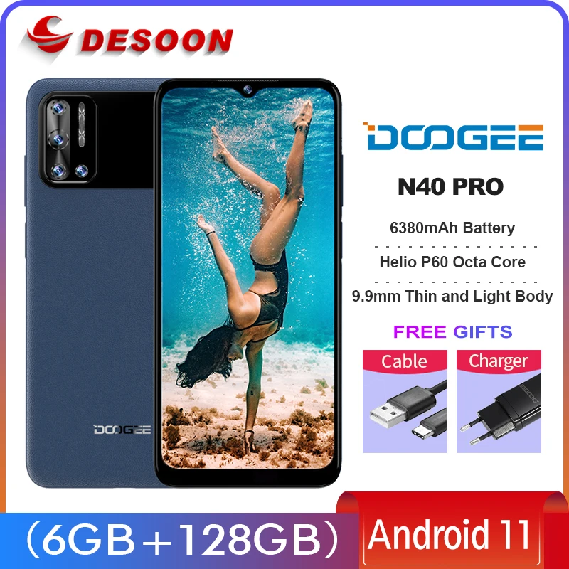 DOOGEE N40 Pro 6GB+128GB Smartphone 20MP Quad Camera Helio P60 Octa ...