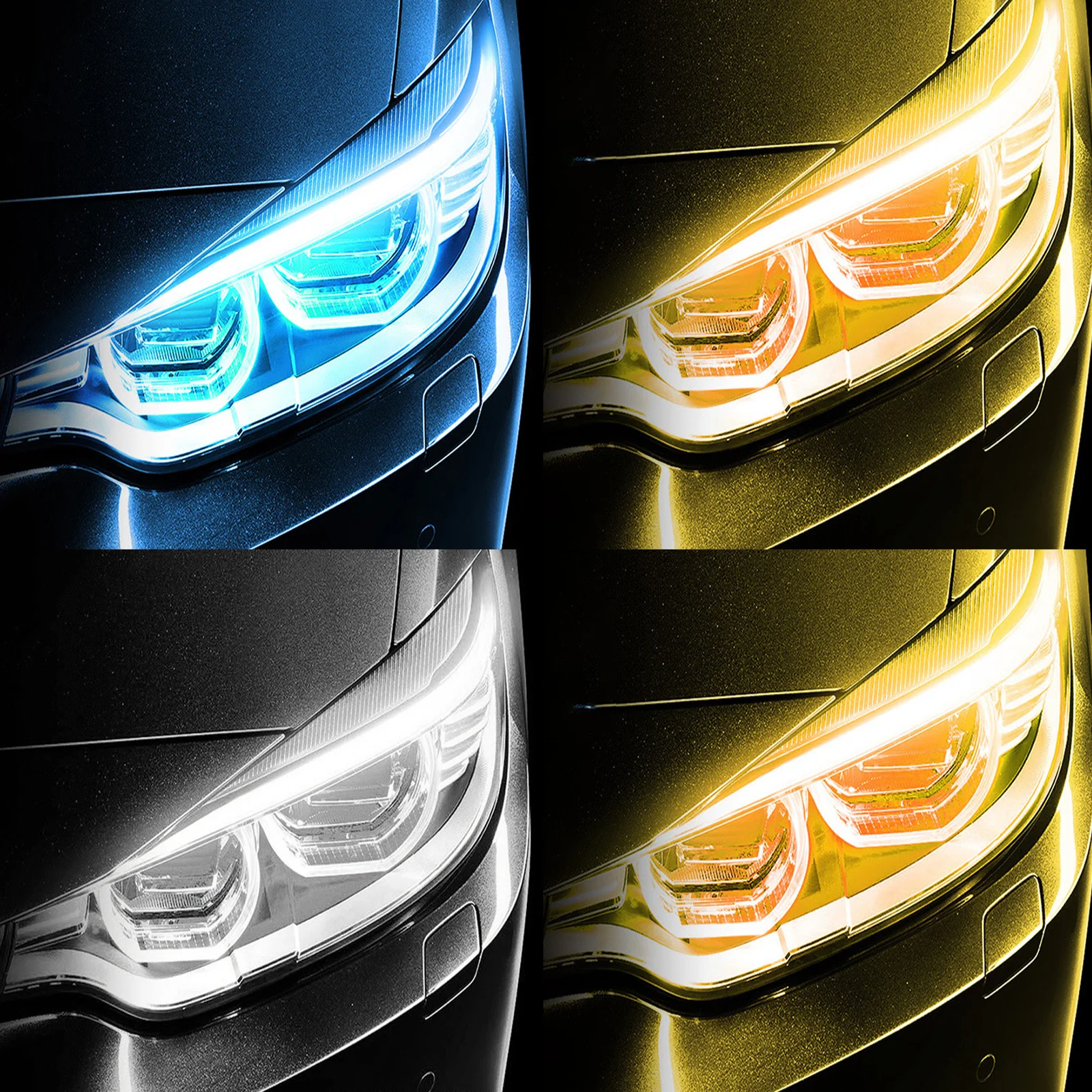Car-Daytime-Running-Light-Strip-Headlight-White-Turn-Signal-Yellow-For ...
