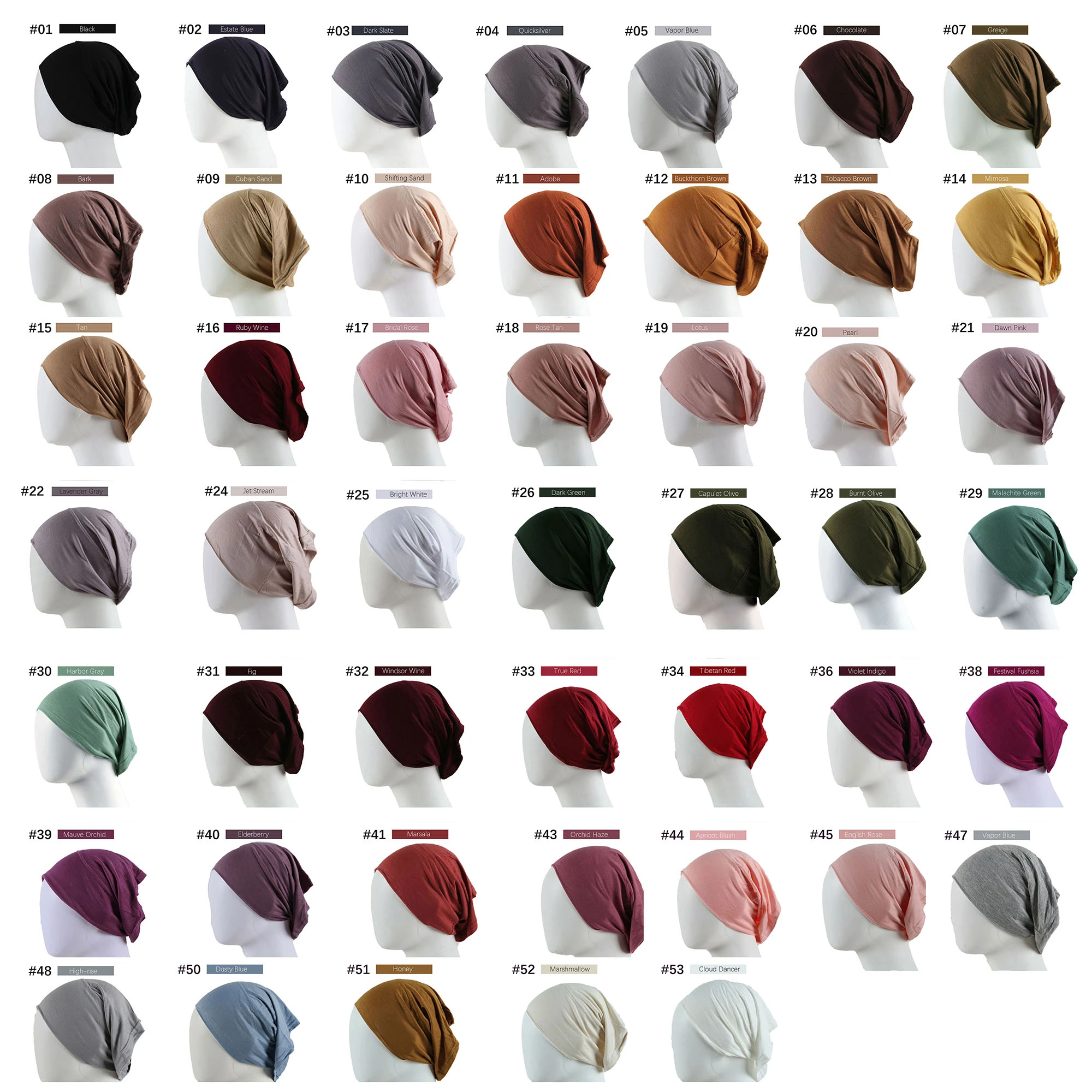 Wholesale Bulk Inner 50pcs Hijab Cap Muslim Turban Underscarf Undercap ...
