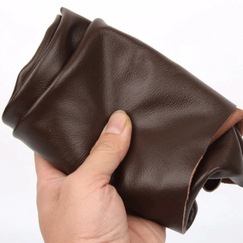 Brown Real Grain Cowhide Leather Quality A Grade Genuine Leather Soft ...