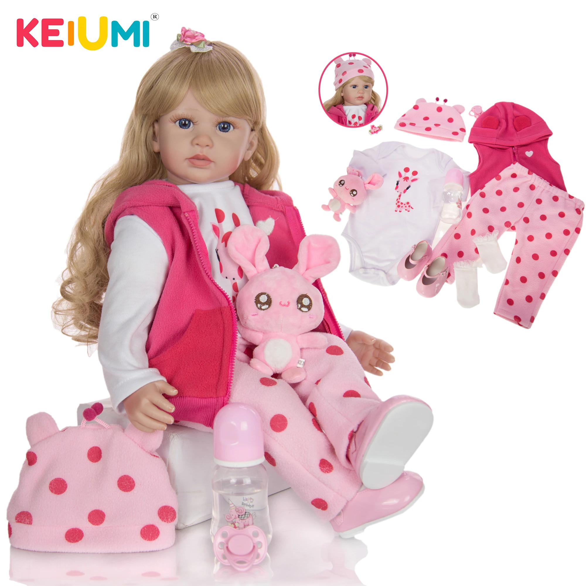 KEIUMI 24 Inch Hotsale 60 cm Toy As Princess Baby Reborn Girl Doll Soft Silicone Cloth Body ...