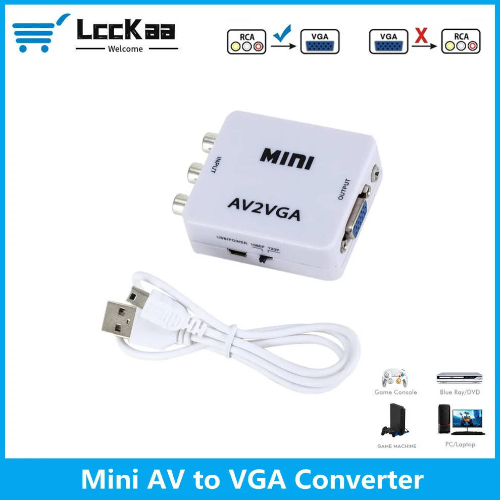 AV2VGA - Mini convertisseur vidéo RCA AV à VGA, 1080P, avec 3.5mm Audio ...