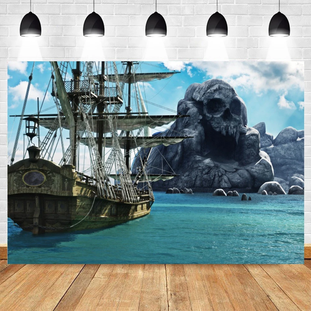 Pirates-Island-Backdrop-Ship-Cruises-Caribbean-Sea-Ocean-Rock ...