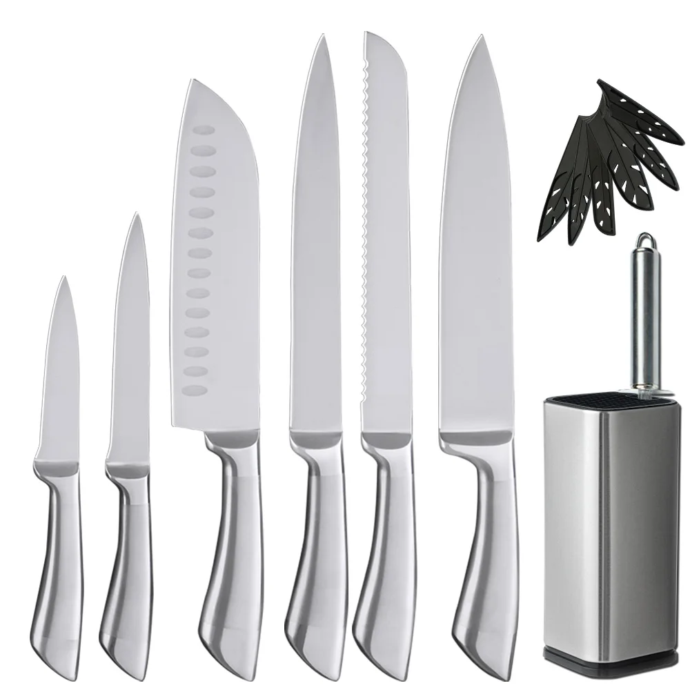 Zemen Stainless Steel Knife Set Kitchen Holder Stand & Multifunction ...