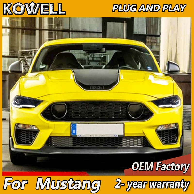 KOWELL-Car-Styling-for-Ford-Mustang-Headlights-2018-2020-LED-DRL-LED ...