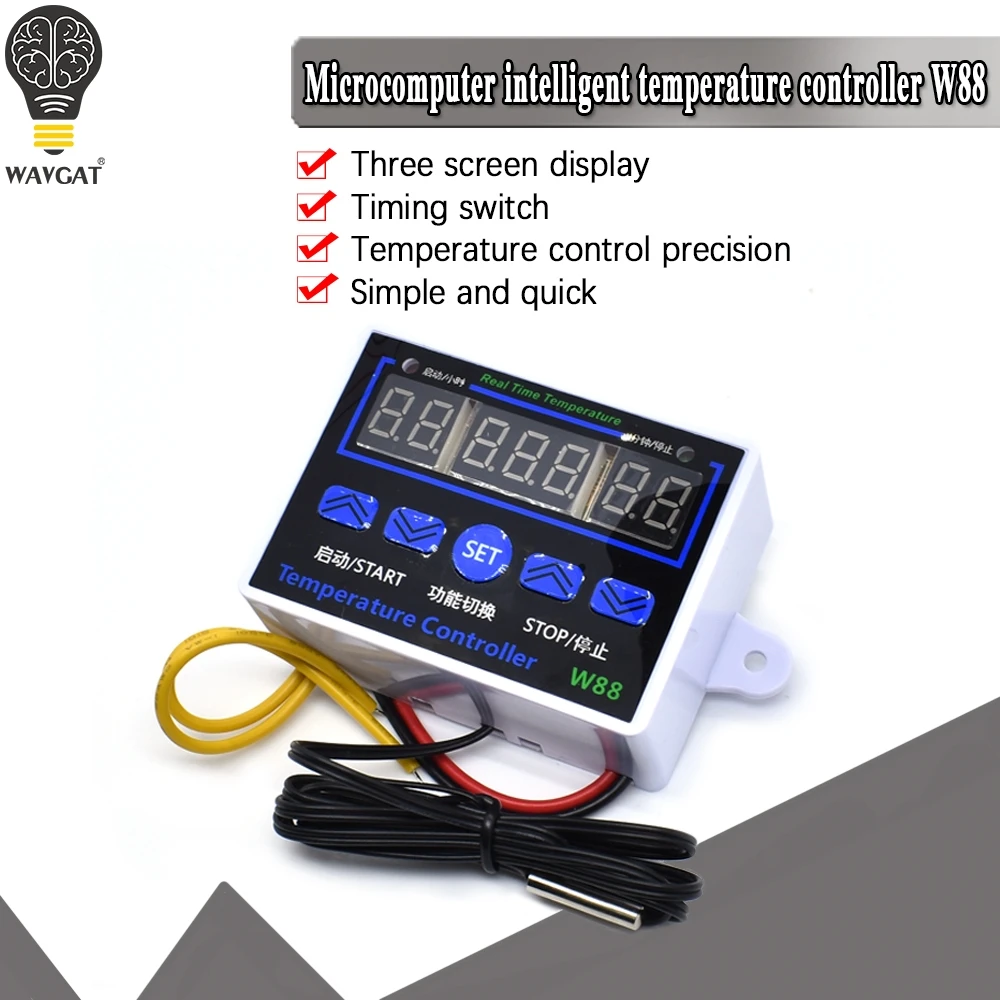 W88 12V 24V 110V 220V Digital Thermostat Temperature Controller ...