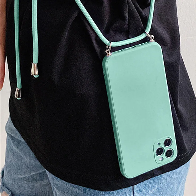 Silicone Chain Necklace Case For iPhone 11 Pro Max XS MAX XR X 6 6s 7 8 ...