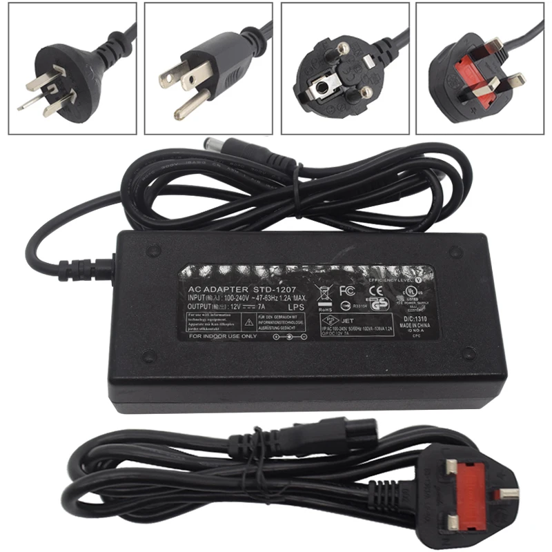 For Adapter Tech 12v 7a Ac Adapter Dvr Power Supply Std-1207 Barrel ...